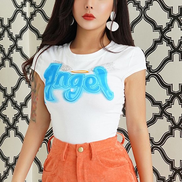 TheBoysenberries | Tops | Angel Graphic Cropped Top | Poshmark